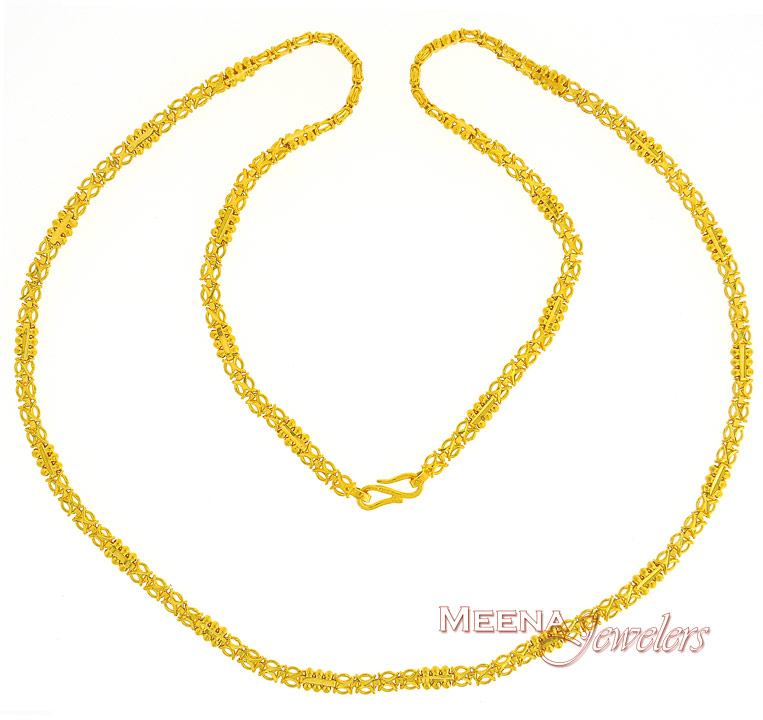 22K Gold Fancy Chain (25 Inch) - ChMe2957 - 22k Gold Fancy long Chain ...
