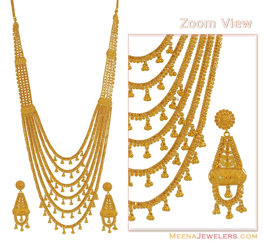 22Kt Gold ChandraHaar - StBr7381 - 22K Gold Necklace and Earrings set ...
