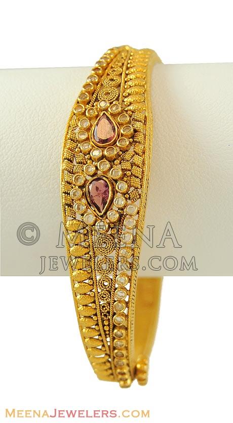Antique bangle (22k gold) - BaKa8966 - 22k Gold antique finished bangle ...