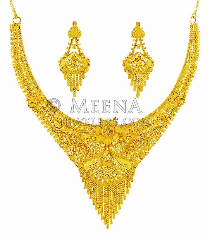 Beautiful Gold Necklace Set - stls17437 - Beautiful light construction ...