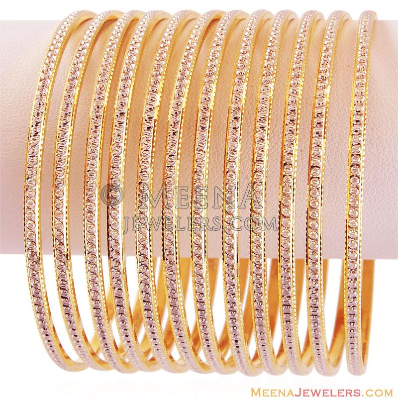 Gold Two Tone Bangles - Ba2t16614 - 22kt Gold bangles set (Set of 8 ...