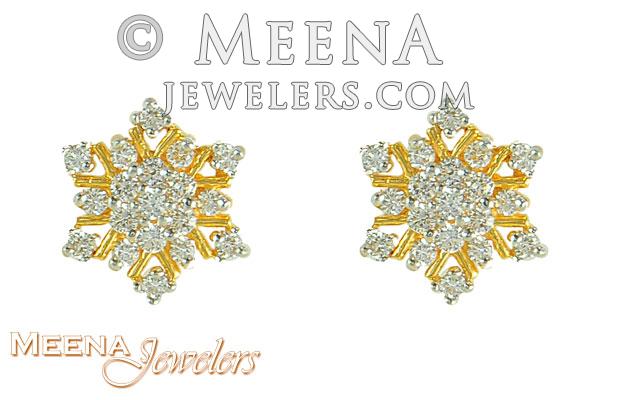 Gold Earrings with Signity stones - ErSi3067 - 22K Gold Earrings with ...