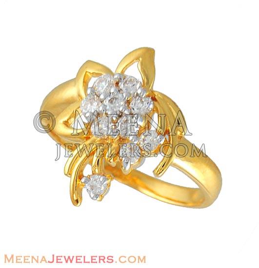 22Kt Fancy Signity Ring - RiLs4886 - 22Kt Gold Ladies Ring studded with ...