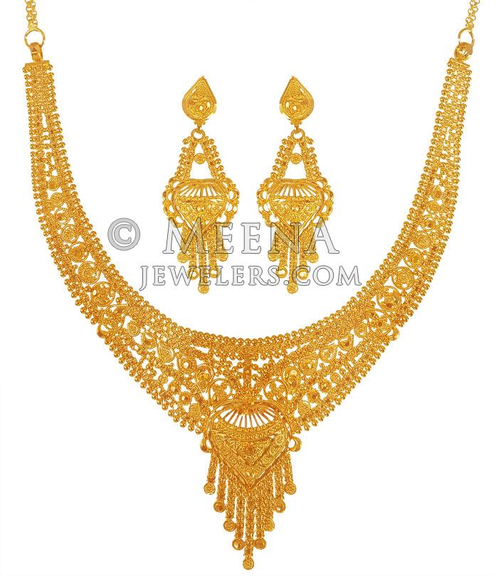 22K Yellow Gold Necklace Set - StGo22018 - 22K Yellow Gold Necklace Set ...