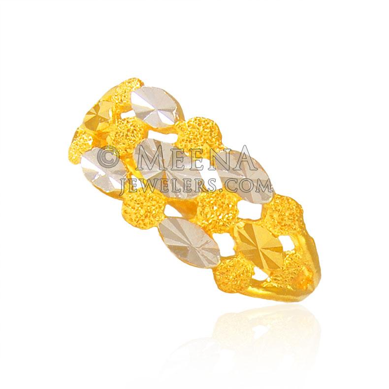 22 Karat Gold Two Tone Ring - RiLg23159 - 22kt Gold ring is designed ...