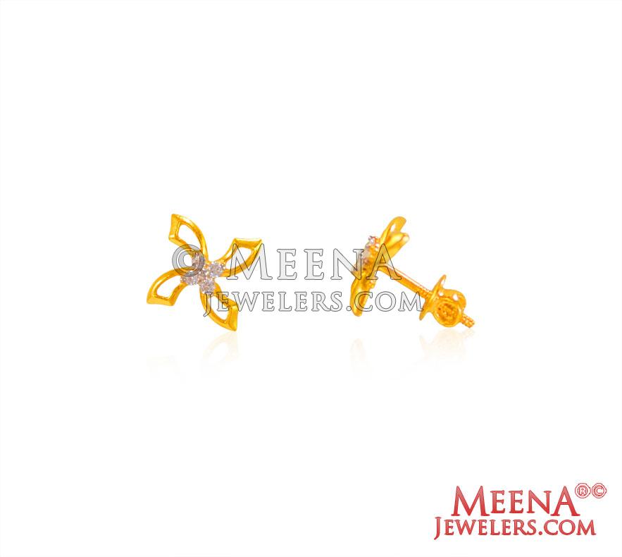 Gold Tops with CZ (22 Karat) - ErSi25677 - 22k gold earrings ...