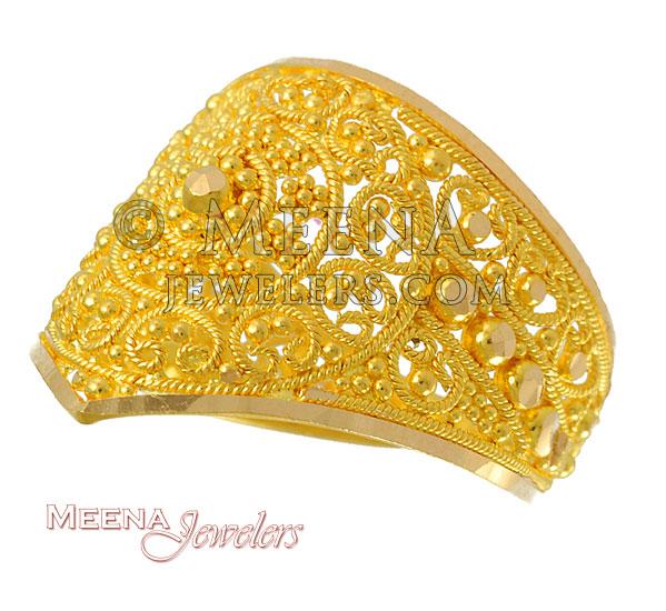 Gold Filigree Ring - RiLg3680 - 22Karat Gold Filigree Ring with high ...