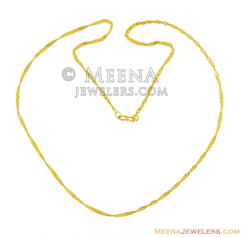 22K Twist Gold Chain - chpl12932 - 22K gold Chain with plain design and ...
