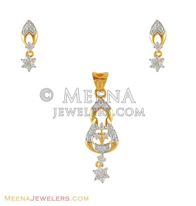 22kt Gold Fancy Pendant Set - PsFc4813 - 22kt Gold signity pendant and ...