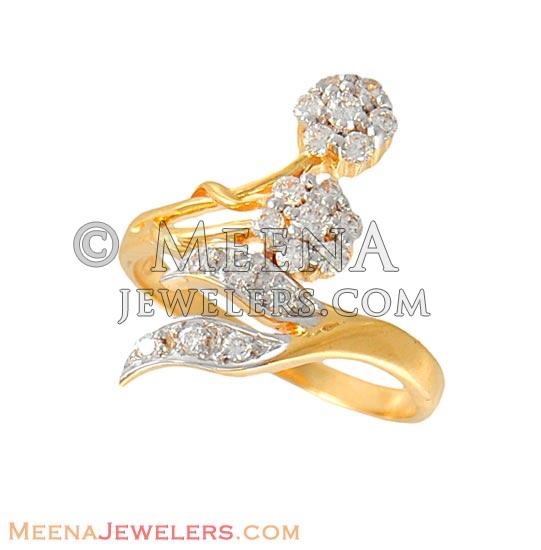 Signity Ring With Two Tone - RiLg6025 - 22kt Gold signity ring plated ...