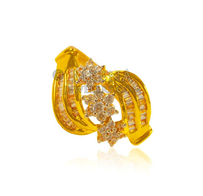 22k Gold Ring with stones - RiLs24285 - 22K Gold wide design ring is ...