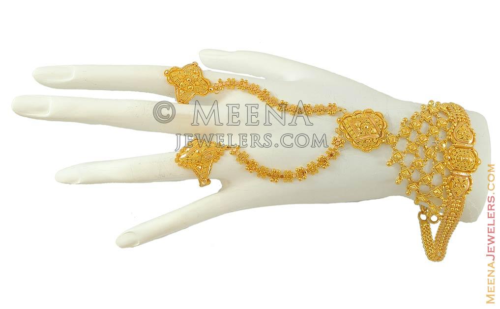 22Kt Gold Bridal Panja Bracelet (Two Rings) - BrLa7254 - 22k gold ...