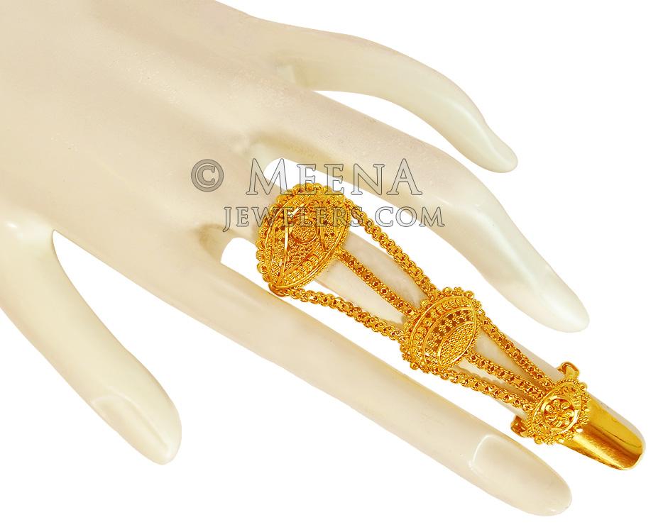 22K Gold Long Ring - RiLg20898 - Exclusively handcrafted 22K Gold Ring ...