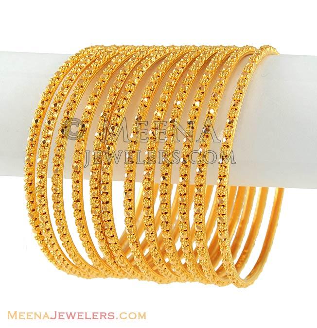 22Kt Gold Churi Set - BaSt4817 - 22Kt Gold Churis (set of 12 bangles ...