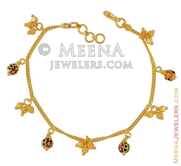 Meenakari dangling bracelet - BrLa6701 - 22k Gold fancy ladies bracelet ...
