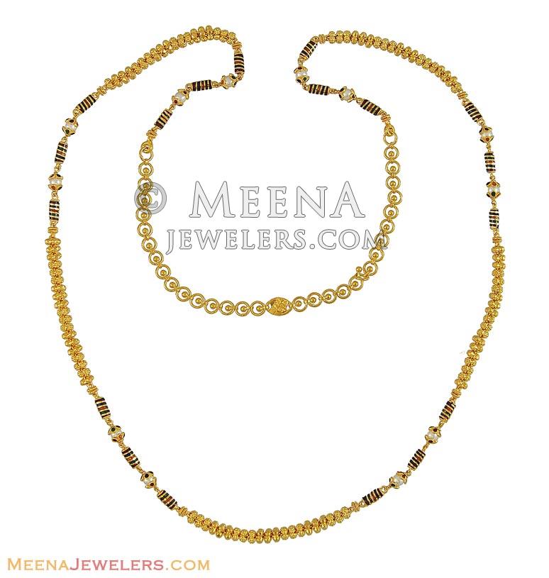 22K Indian Long Chain (28 inches) - ChLo9465 - 22k gold fancy long ...