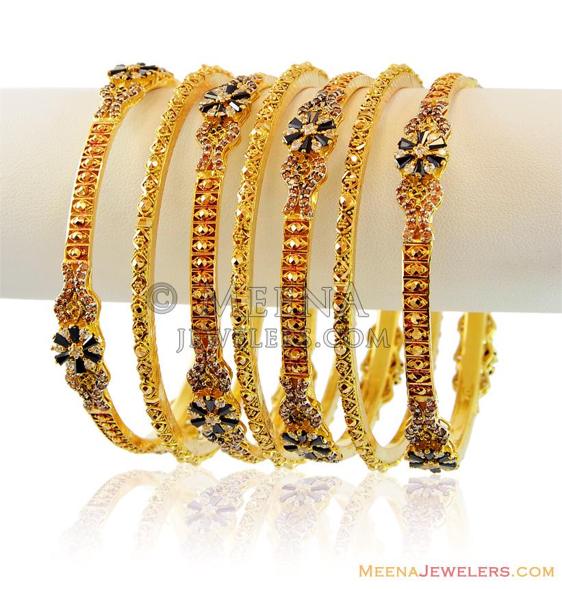 22k Antique Bangles set (7 PC) - BaKa14707 - 22k gold magnificent ...