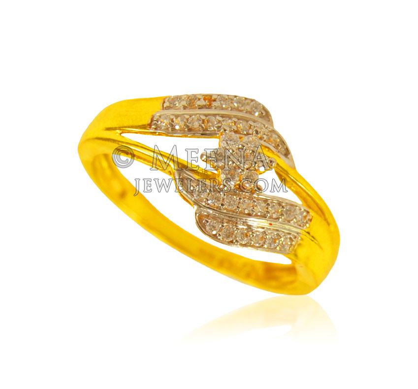 22 Kt Gold Ring with Signity - RiLs24304 - 22 kt gold ring beautifully ...