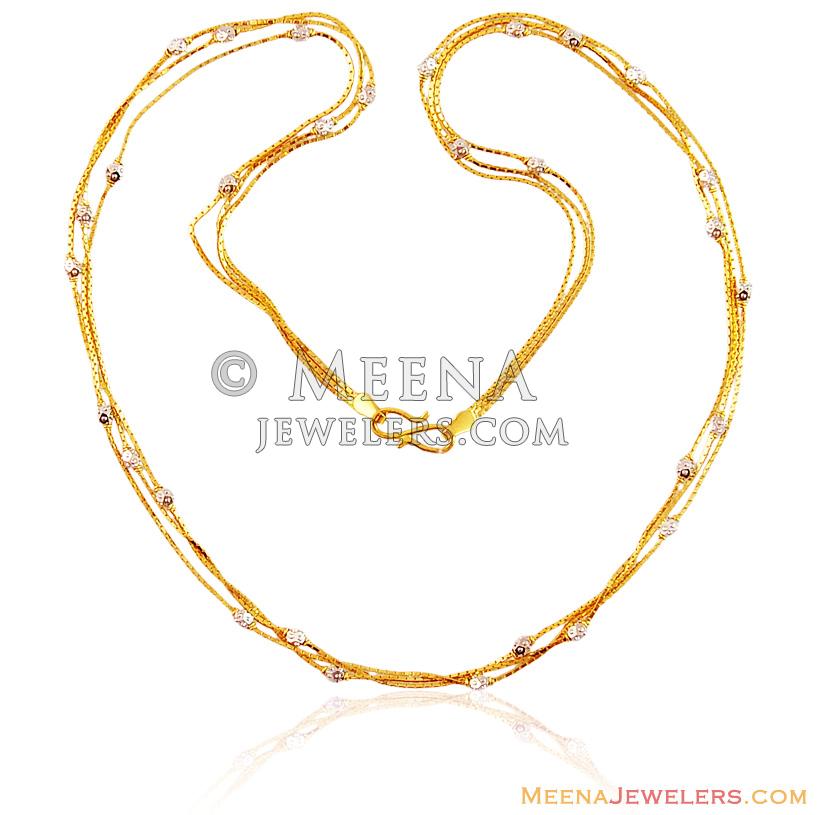 Fancy Ladies Gold Balls 22k Chain - chfc15494 - 22K Gold Ladies Long ...