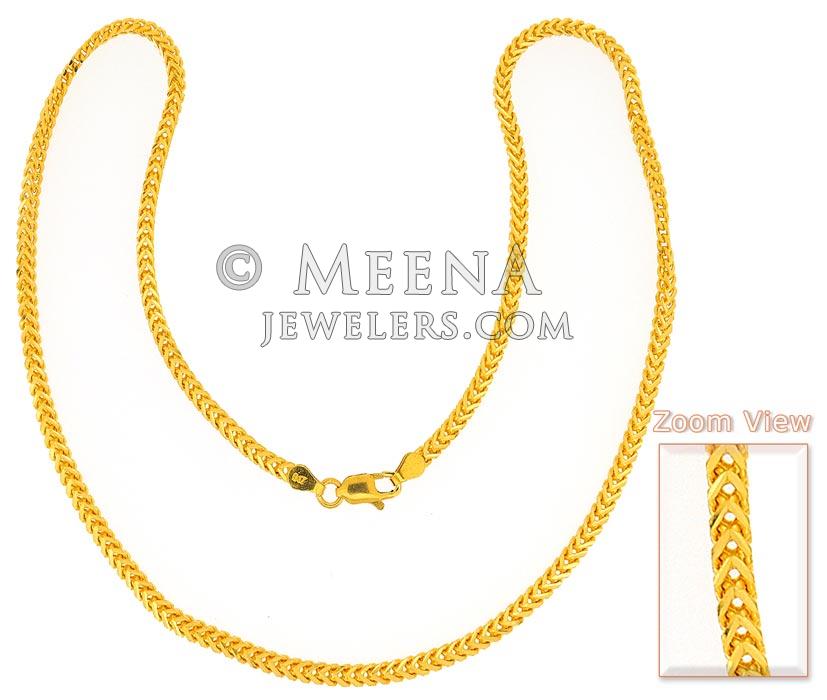 Gold Foxtail Chain (22 Inch) - ChPl3836 - 22Kt Gold Foxtail Chain.