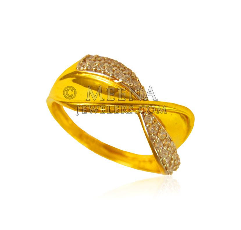 22k Gold Fancy Signity Stones Ring - RiLp24291 - 22k Fancy Gold Ladies ...