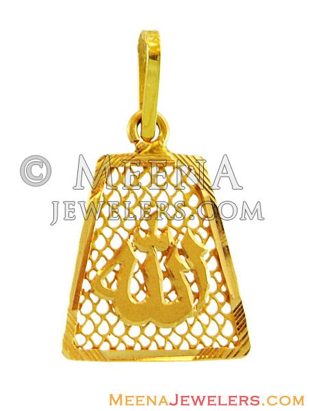 Gold Allah Pendant - PeGa12879 - 22K gold Allah Pendant with allah in ...