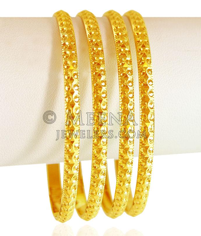 22kt Gold Laser bangles(4 pc) - BaGo19961 - 22kt Gold Bangles (4 PC ...