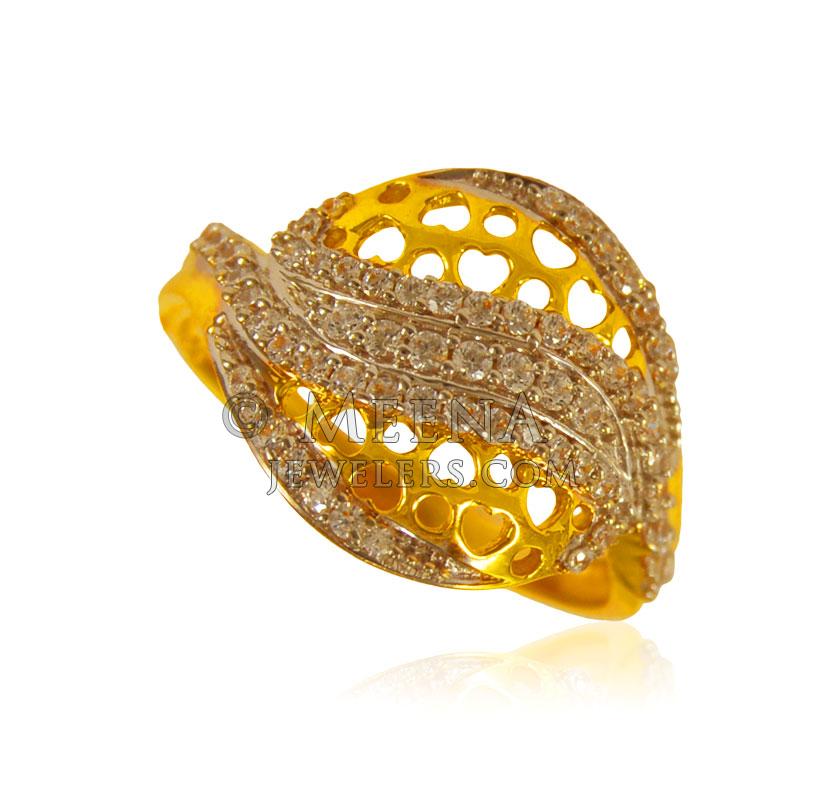 22K Gold Beautiful Signity Ring - RiLs24305 - 22K Gold Ladies Ring ...