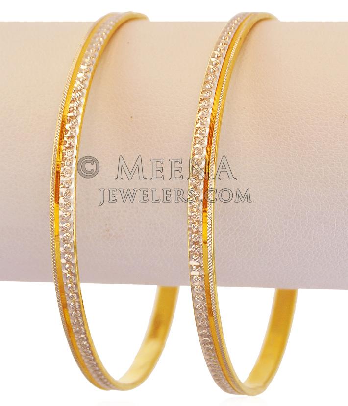 22k Gold Lazer Bangle (2PC) - Ba2t17958 - 22kt Gold bangles (Set of 2 ...