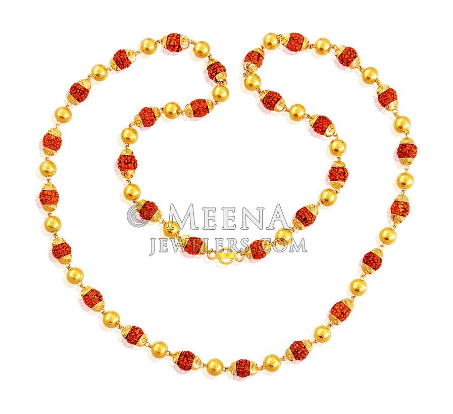 22K Religious Rudraksha Mala 28In - ChMs18862 - 22K Gold Religious ...