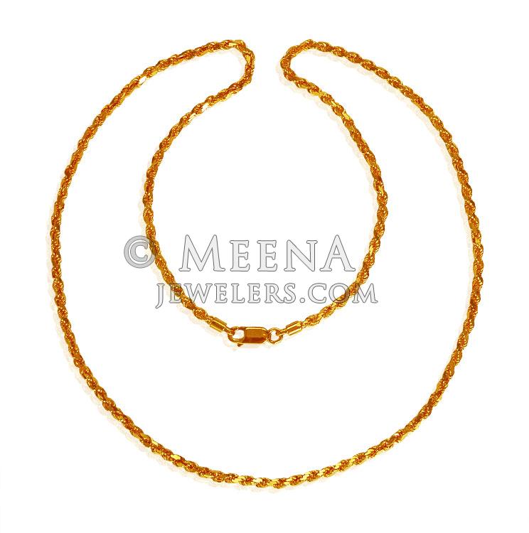 22K Gold Mens Chain (22 Inch) - ChPl20167 - 22K Gold Rope chain for Men ...