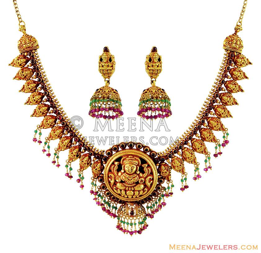 22K Gold Temple Jewelry Set - StAn16166 - Exclusive 22k Gold Temple ...
