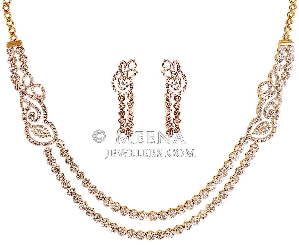 18kt Diamond Necklace Set - DiNs20131 - 18kt Gold Necklace set. Set is ...