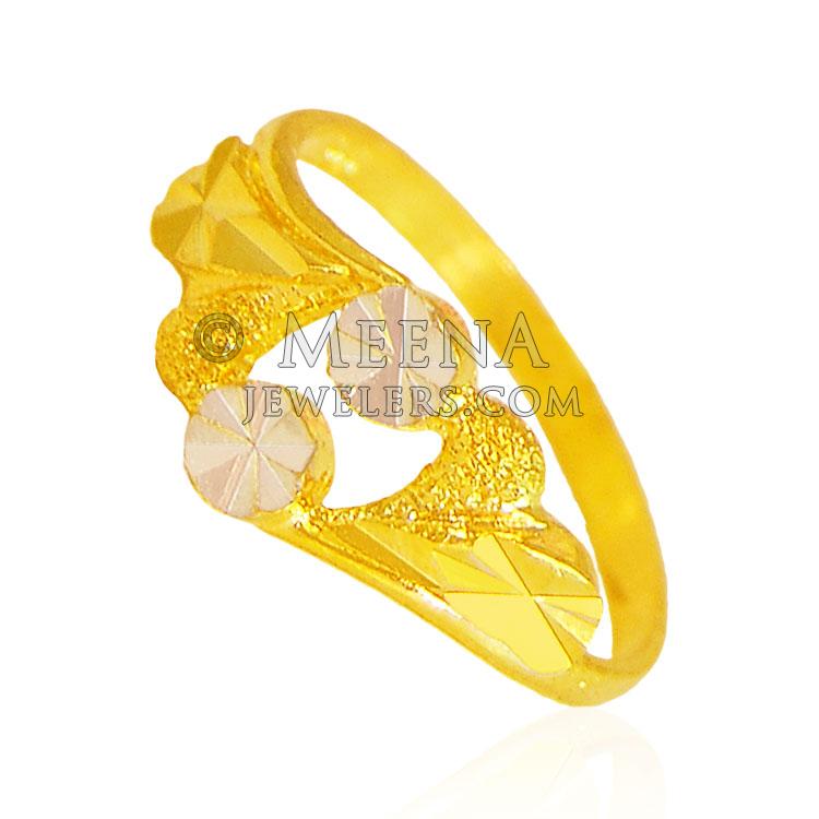 22Kt Gold Ladies Ring - RiLg20436 - 22K Gold Ring is designed with Two ...