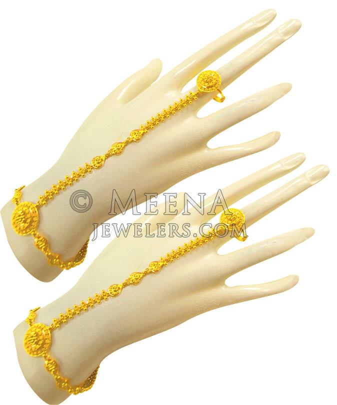 22 Karat Gold Panja Bracelet (2 PC) - BrLa24119 - 22 Karat Gold ...