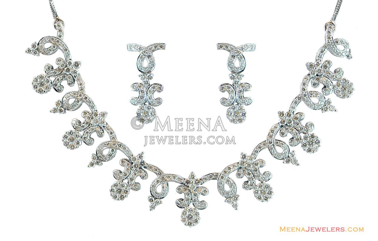 White Gold Necklace Set - DiNs14253 - US$ 23,134 - 18K White Gold ...