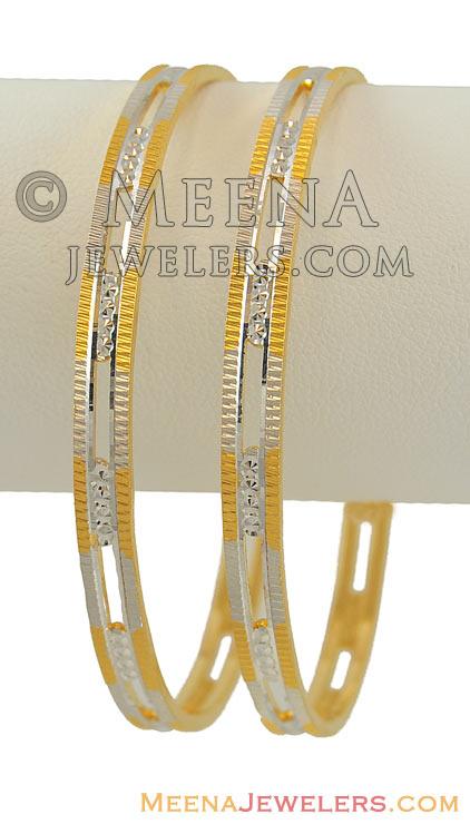 22K Gold Laser Bangles - Ba2t8027 - 22Kt Gold 2 tone Rhodium / Laser ...