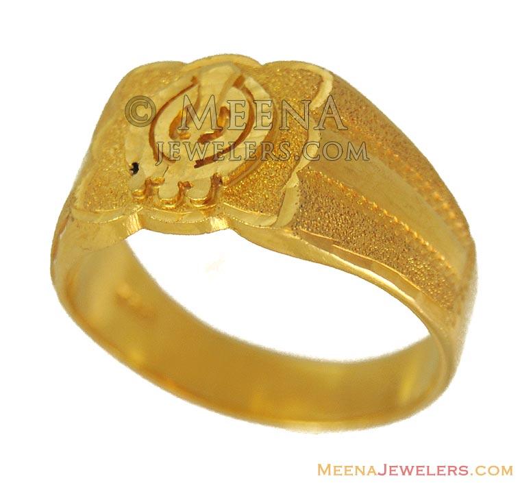 Religious Khanda Ring (22K Gold) - RiMs9754 - 22k yellow gold mens ring ...