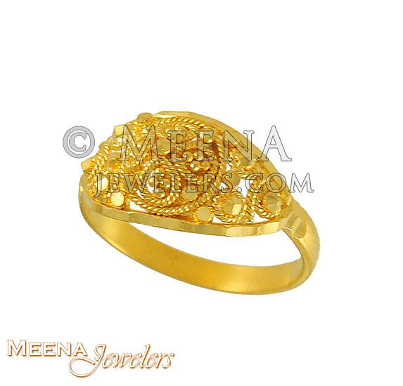 Baby Gold Ring - BjRi3384 - 22kt Baby Gold Ring with Filigree Design on ...