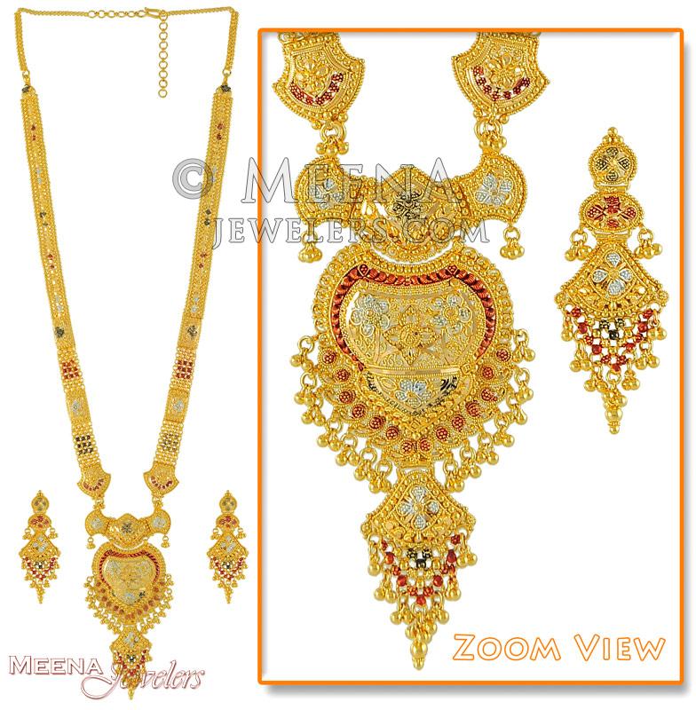 22K Gold Patta with color work - StBr3633 - 22K Gold Long Patta ...