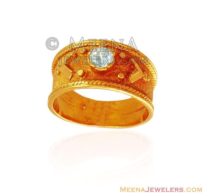 22K Gold Signity Ring - RiLs16707 - 22K Gold Ring for ladies designed ...