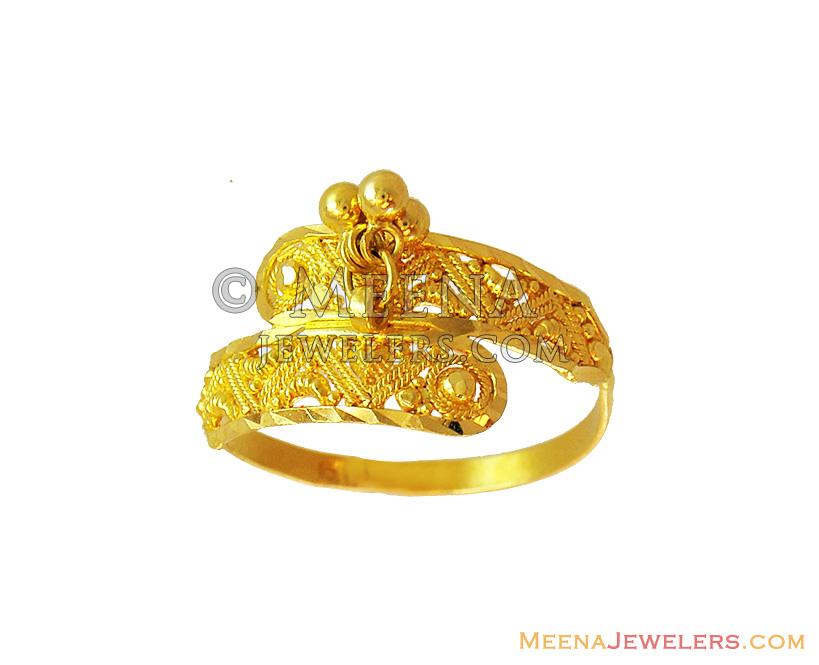 22K Gold Ladies Ring - RiLg14023 - 22K Gold Indian Ladies Ring with ...
