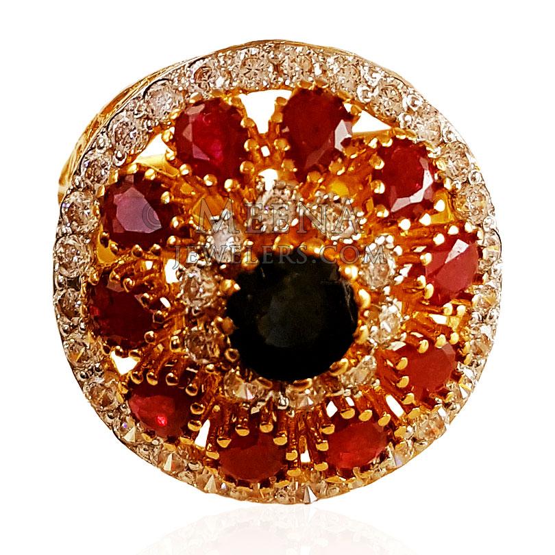 22Kt Gold Precious Stone Ring - RiLp22656 - 22Kt Gold Precious Stone ...