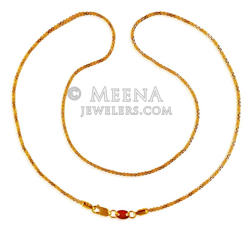 22K Gold Rhodium Chain (18 inch) - ChPl21118 - 22k Gold delicate chain ...