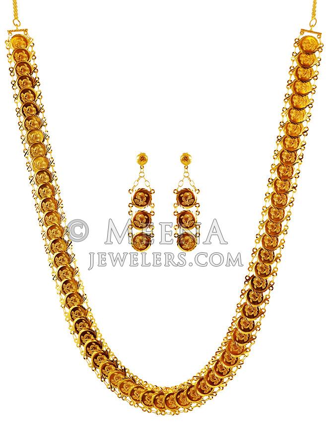 22 Karat Gold Ginni Set - stls20680 - 22K Gold Necklace and Earring ...