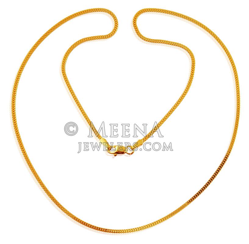 22K Gold Box Chain (16 Inch) - chpl17262 - 22K Gold Fancy box Chain (16 ...