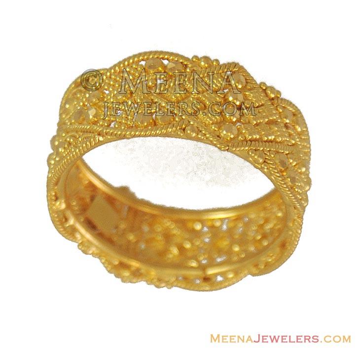 22K Indian Filigree Band - RiLg9683 - 22Kt Gold Indian Band / Ring with ...