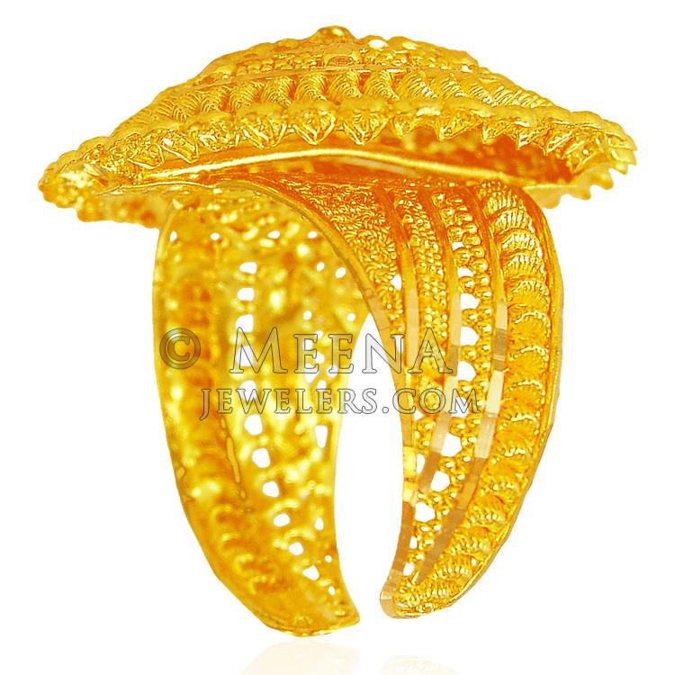 22K Gold Ladies Ring (Adjustable) - Rilg20897 - 22 Karat Gold ring is ...