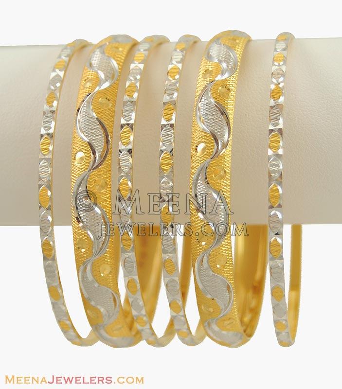 Gold Two Tone Bangles Set (22Kt) - BaSt10059 - 22 Karat Gold Bangles ...