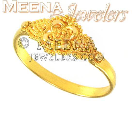 22Kt Gold Baby Ring - BjRi1884 - 22Kt Gold Baby Ring with Filigree design.